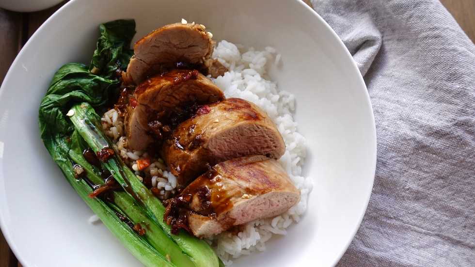 Ginger and Soy Poached Pork Fillet with Asian Greens – Peter Bouchier